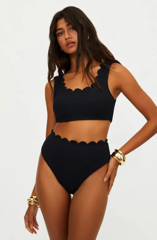Beach Riot Nessa Scallop High-waist Bikini Bottoms - Black