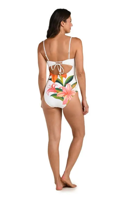 La Blanca Jungle Blossoms Beaded One-piece Swimsuit