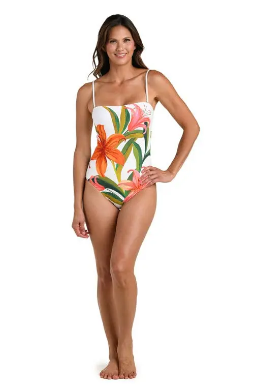 La Blanca Jungle Blossoms Beaded One-piece Swimsuit