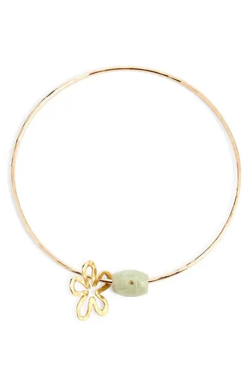 KIARA BY KI-ELE Monica Jade Bead & Flower Charm Bangle Bracelet - Gold