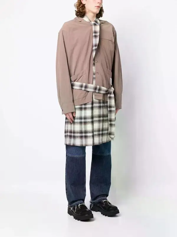 Mihara Yasuhiro Layered Detail Plaid Shirt Coat