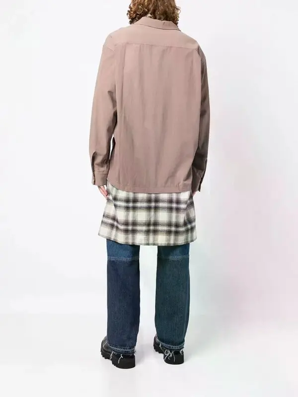 Mihara Yasuhiro Layered Detail Plaid Shirt Coat