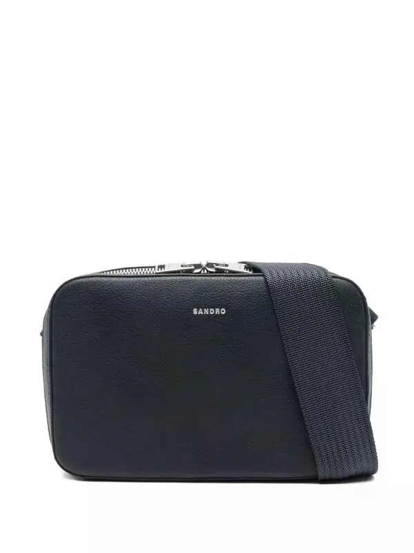 Sandro Grained Leather Cross Body Bag - Blue