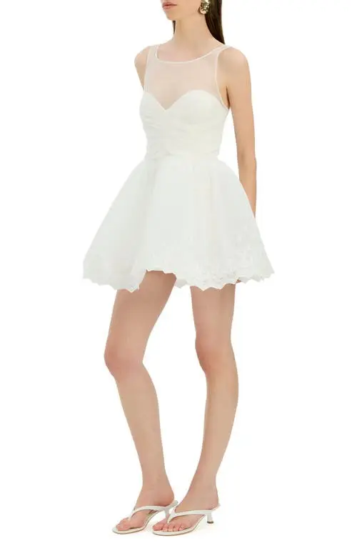 Bardot Hilda Embroidered Tulle Mini Hoop Dress - Ivory