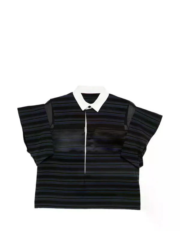 Sacai Striped Collar Top - Black