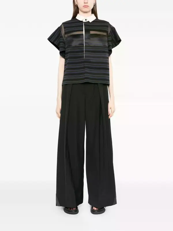 Sacai Striped Collar Top - Black