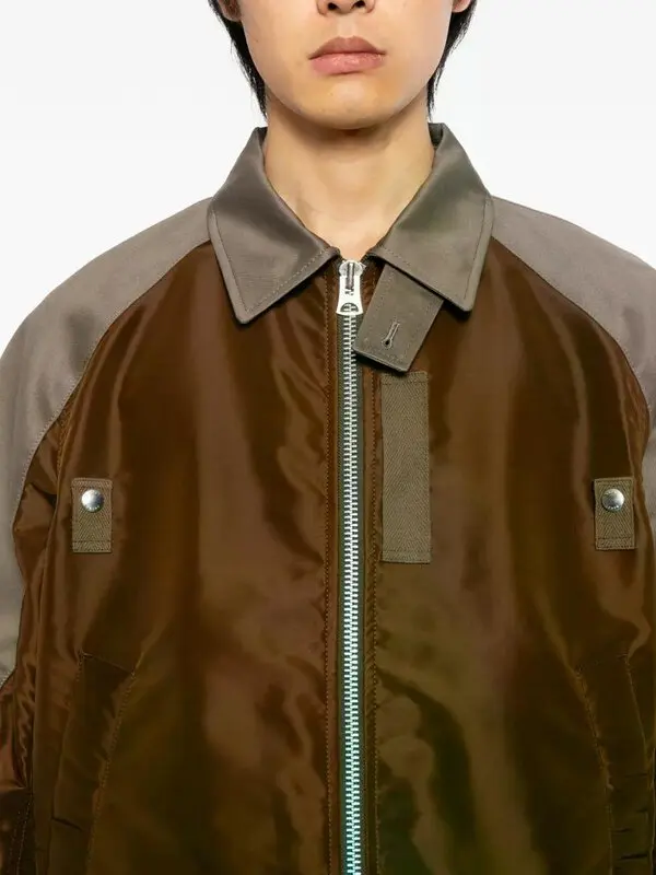 Sacai Jacket With Two-way Zip Fastening - Brown