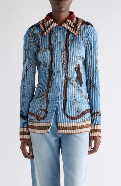 Acne Studios Pleated Print Button-up Shirt