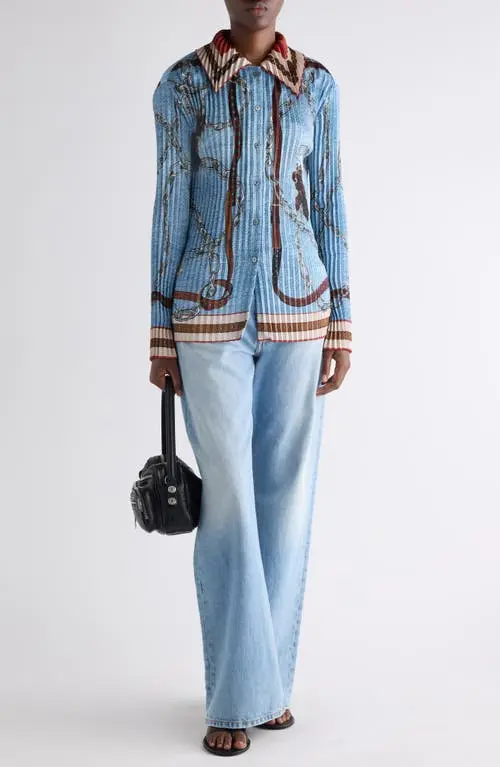 Acne Studios Pleated Print Button-up Shirt