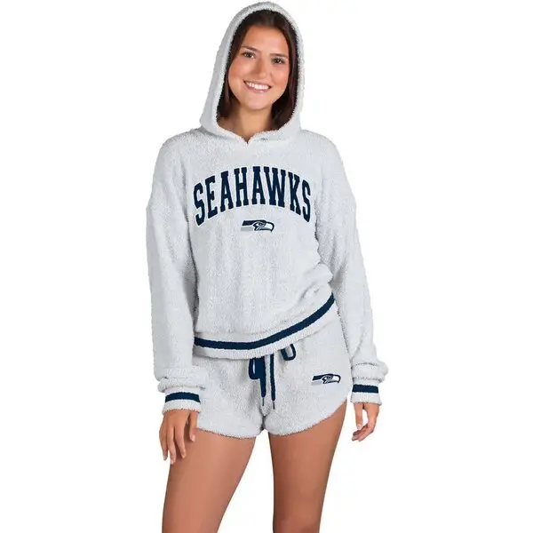 CONCEPTS SPORT Seattle Seahawks Long Sleeve Hoodie Top & Shorts Set - Gray