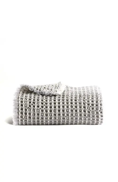 CHRISTY Lisbon Wool Cotton Blend Chunky Knit Blanket - Grey