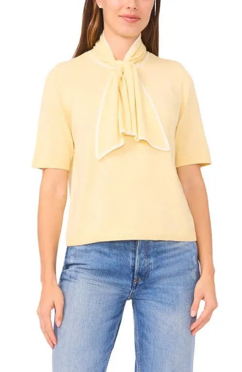 CECE DUPRAZ Tipped Tie Neck Sweater - Soft Yellow