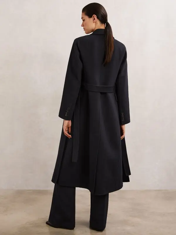 REISS Brogan Double-breasted Blindseam Coat - Navy