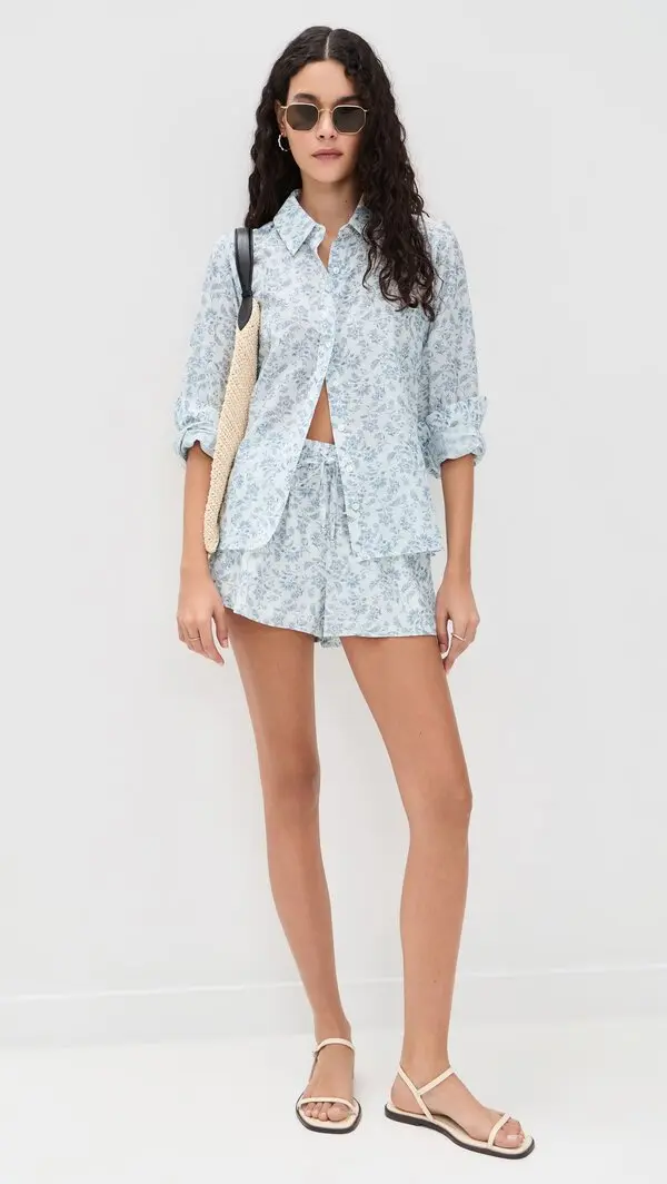 Skin Oslo Silk Cotton Short Cami - Coastal Paisley