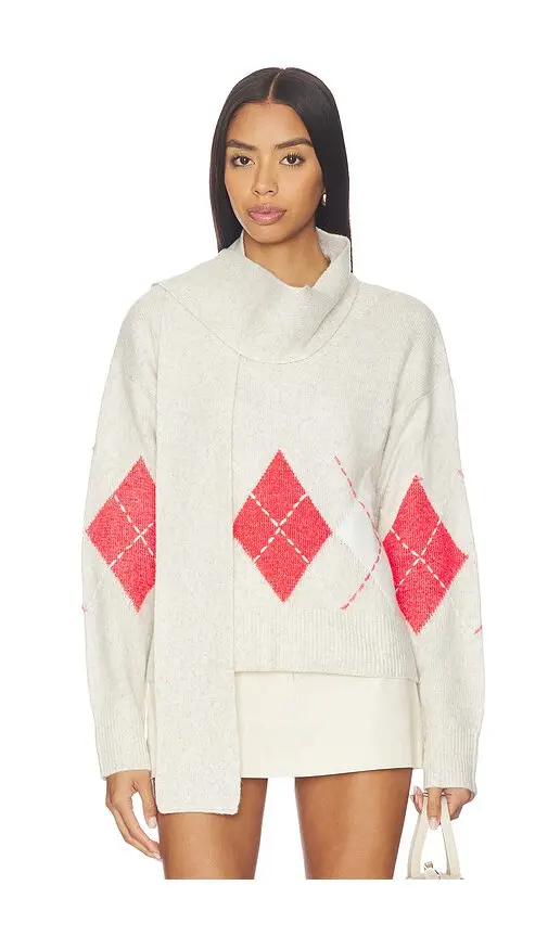 Sanctuary Argyle Scarf Sweater - Tulip Multi Argyle