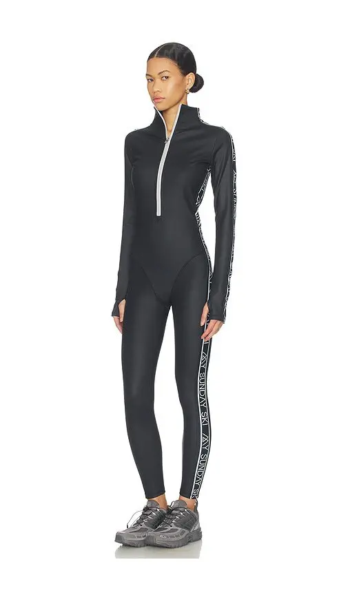 MY SUNDAY SKI Onesie Base Layer Jumpsuit - Black