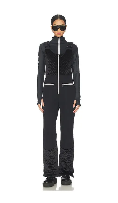 MY SUNDAY SKI Quilted Velvet Ski Overall - Black