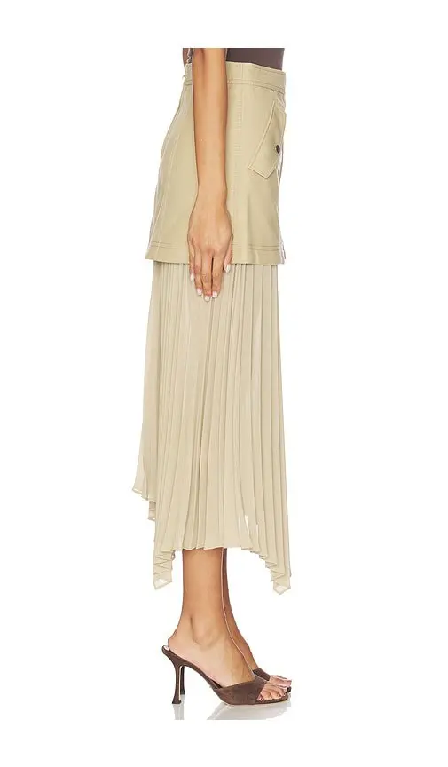 Veronica Beard Asymmetrical Pleated Skirt - Sand