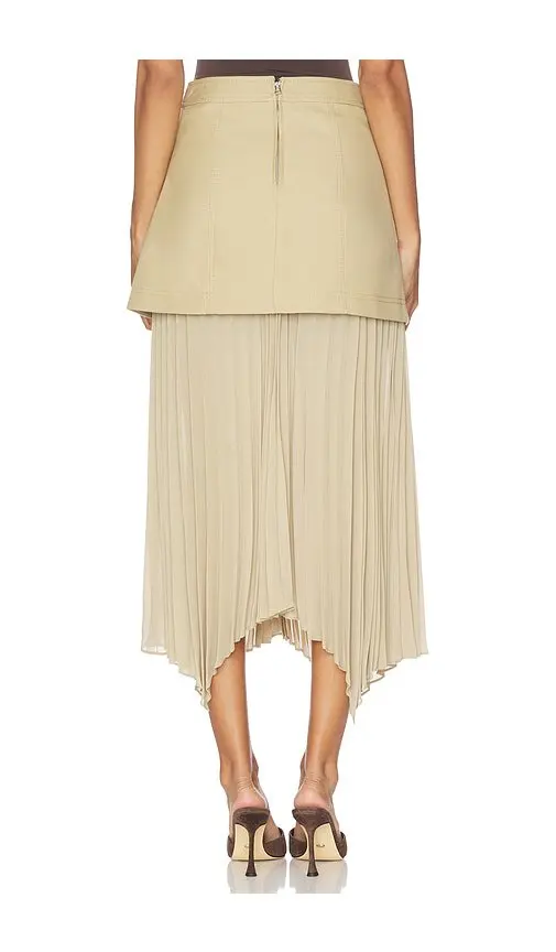 Veronica Beard Asymmetrical Pleated Skirt - Sand