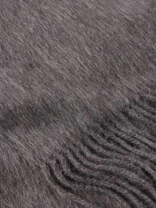 Acne Studios Vinnie Fringed Logo-embroidered Alpaca And Wool-blend Scarf - Gray