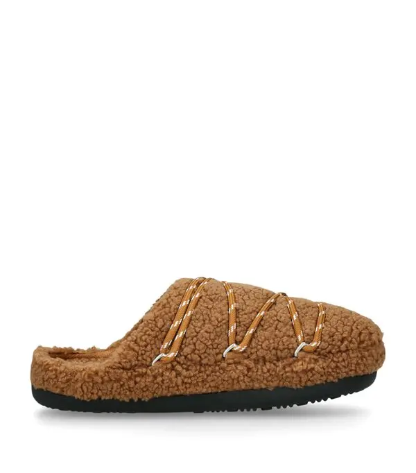 Moon Boot Faux Shearling Slippers - Brown