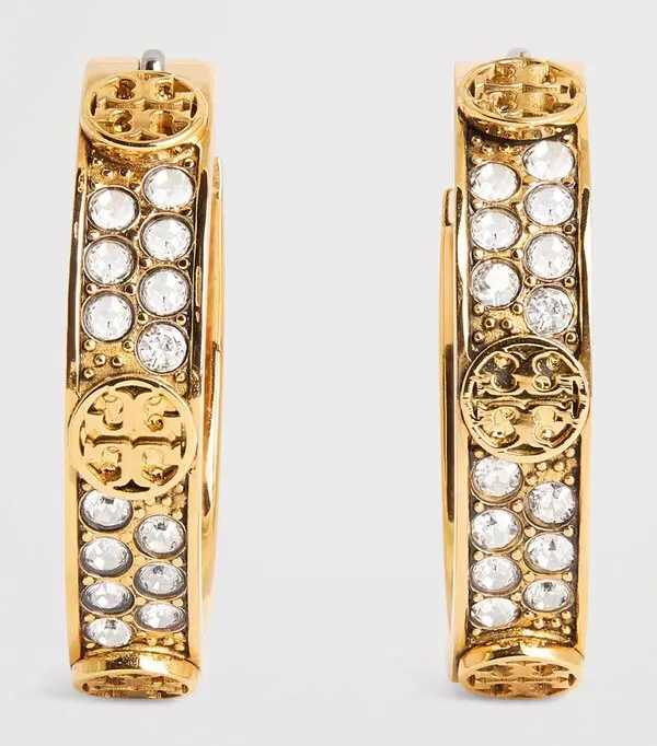 Tory Burch Icon Pavé Hoop Earrings - Gold