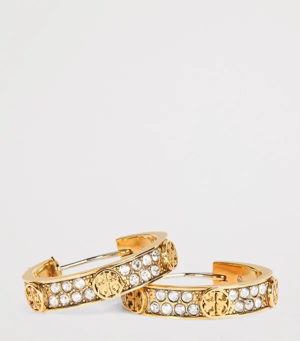 Tory Burch Icon Pavé Hoop Earrings - Gold