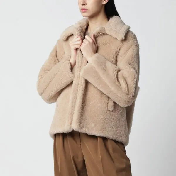 Max Mara Alpaca And Wool Teddy Cropped Coat