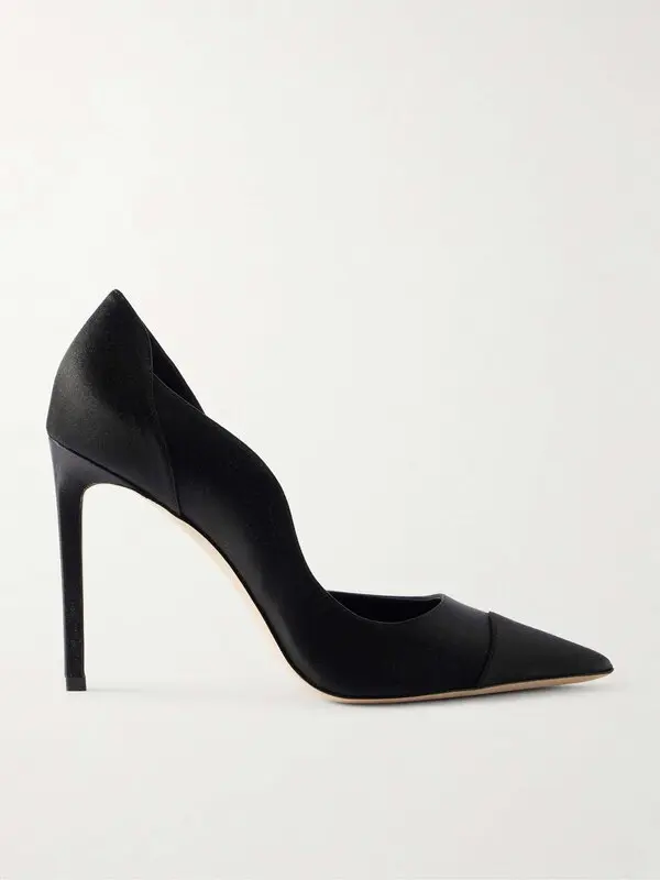 JIMMY CHOO Brigitte 100 Satin Pumps - Black