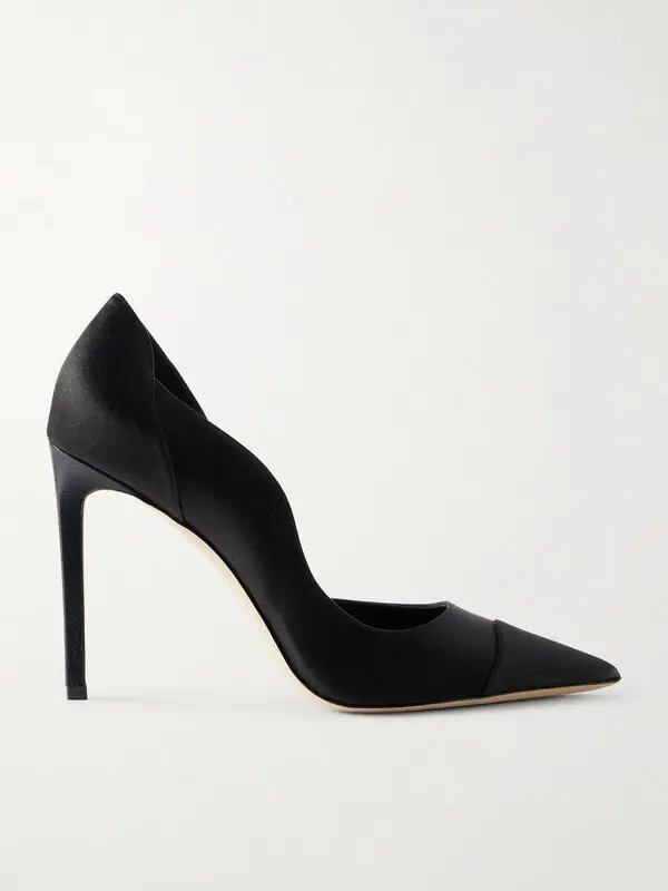 JIMMY CHOO Brigitte 100 Satin Pumps - Black