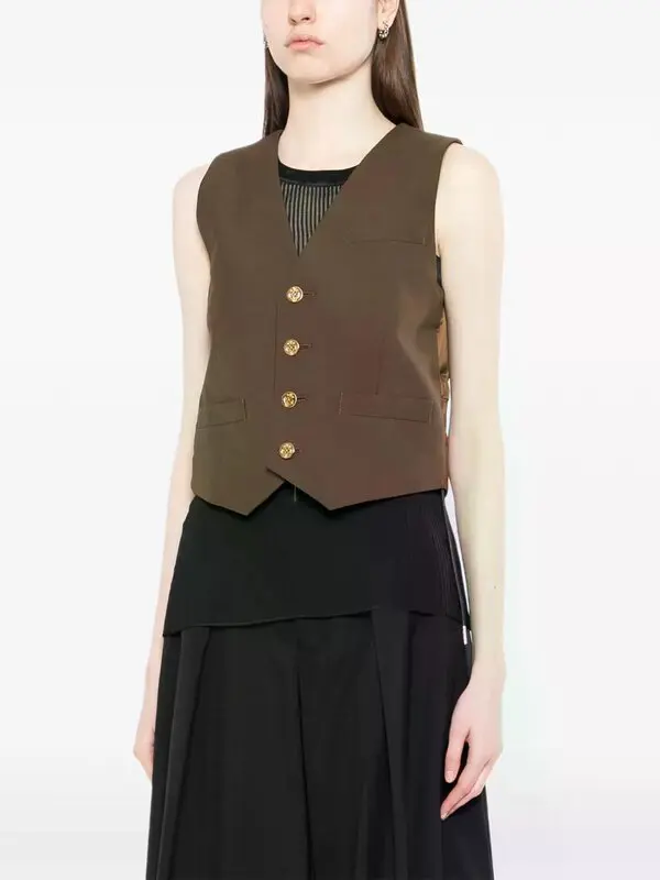 Sacai Paneled Waistcoat - Brown