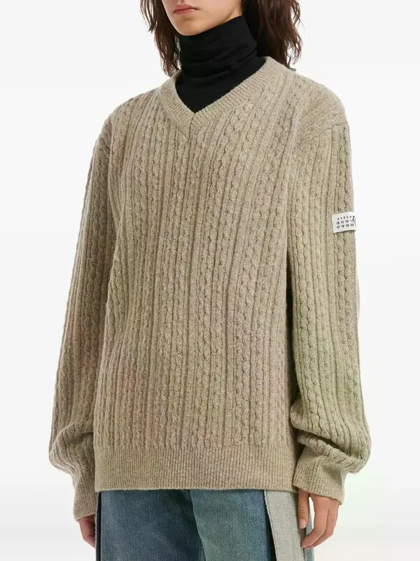 MAISON MARGIELA V-neck Cable-knit Sweater
