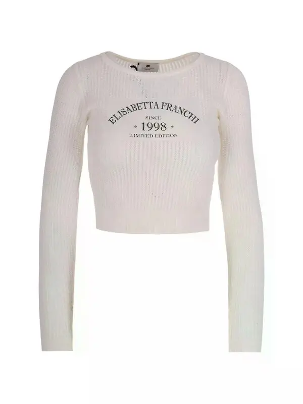 Elisabetta Franchi Logo Knitted Top - Neutrals