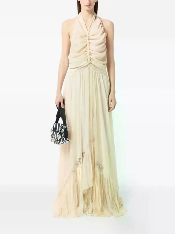 Blumarine Georgette Maxi Dress - Neutrals