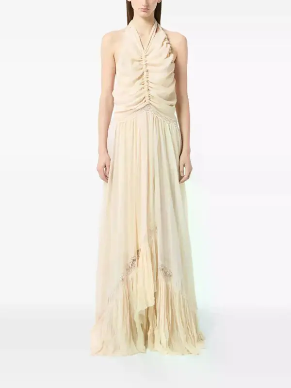 Blumarine Georgette Maxi Dress - Neutrals