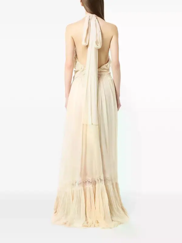 Blumarine Georgette Maxi Dress - Neutrals