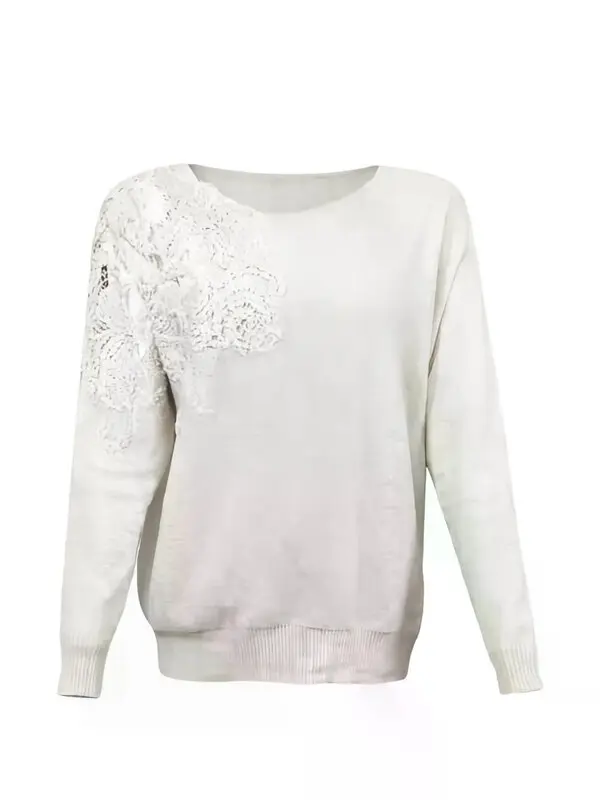 D.exterior Lace Appliqué Sweater
