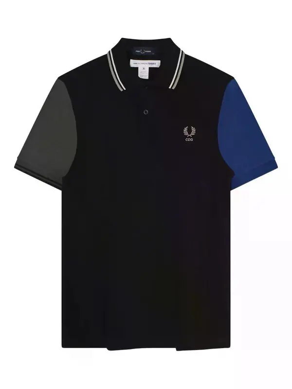 Comme Des Garçons X Fred Perry Colour-block Short-sleeve Polo Shirt - Black