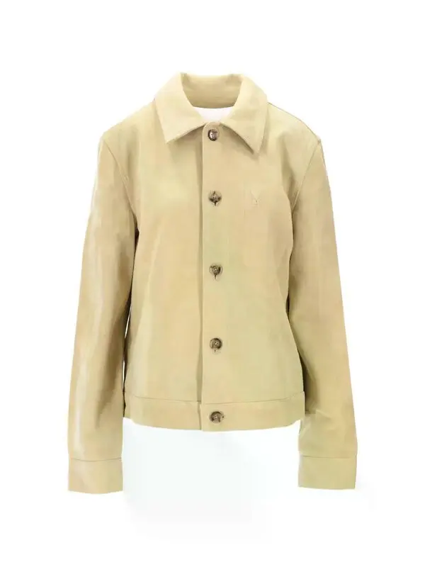 AMI Paris Buttoned Leather Jacket - Neutrals