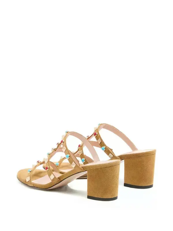 Valentino Garavani Rockstud Cabochon-embellished Leather Sandals - Brown