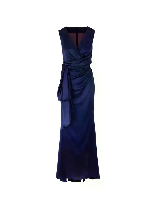 Talbot Runhof Draped Sleeveless Midi Dress
