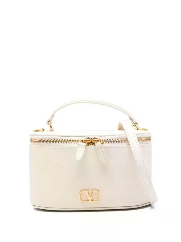 Valentino Garavani Vlogo Signature Leather Vanity Bag - Neutrals