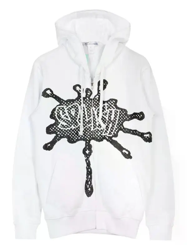 Comme Des Garçons Printed Zip Hoodie - White