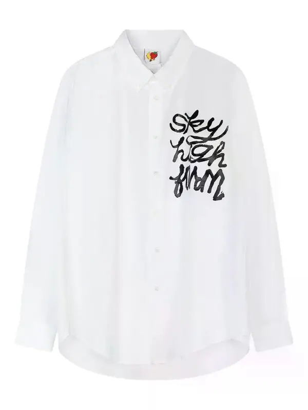 SKY HIGH FARM WORKWEAR Overprint Button-down Shirt - White