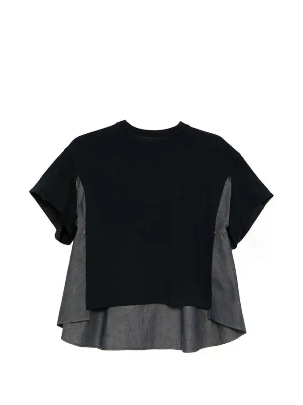 Sacai Exposed-seam Cotton T-shirt - Blue