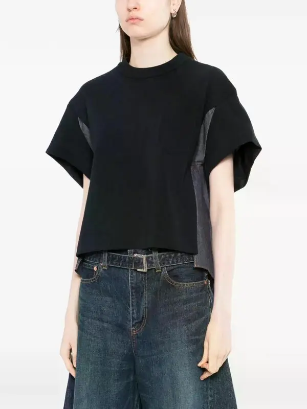 Sacai Exposed-seam Cotton T-shirt - Blue