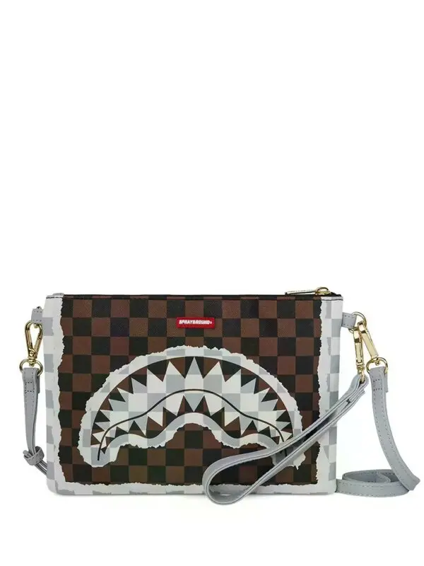 SPRAYGROUND Shark-print Clutch - Brown