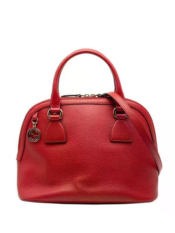 Gucci Small Calfskin Gg Charm Dome Satchel - Red