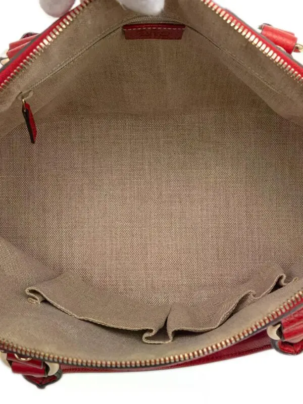 Gucci Small Calfskin Gg Charm Dome Satchel - Red