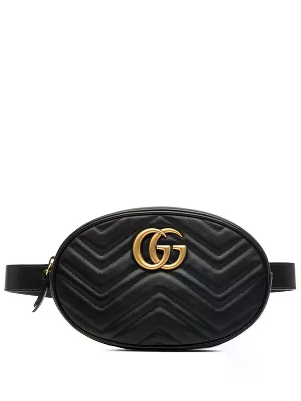 Gucci Small Gg Marmont Matelasse Leather Belt Bag - Black